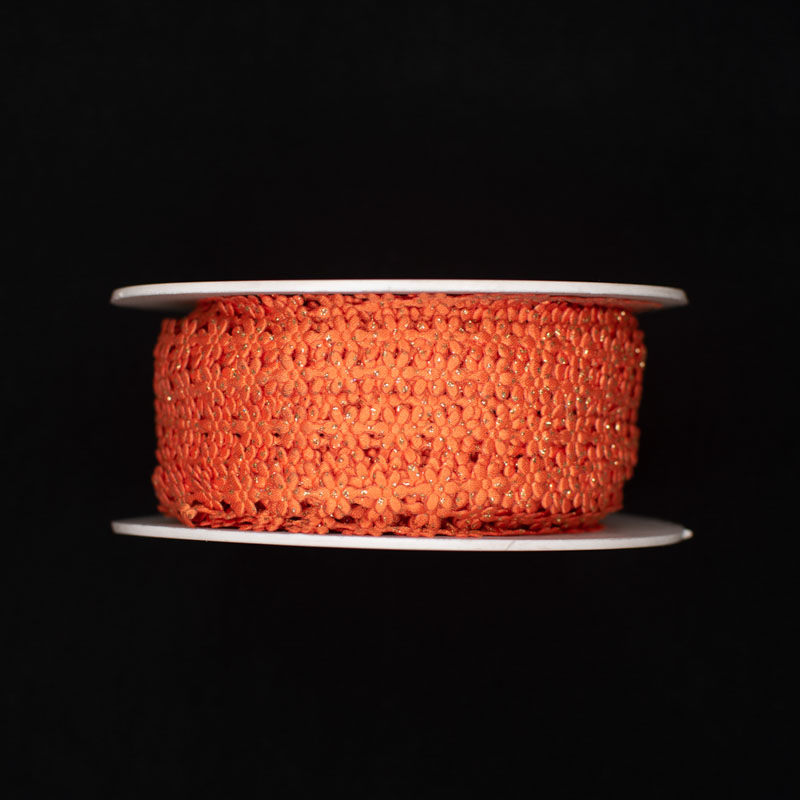 CINTA INFANTIL ESCARCHADA FLOR 1 NARANJA - Cacharrería Bombay